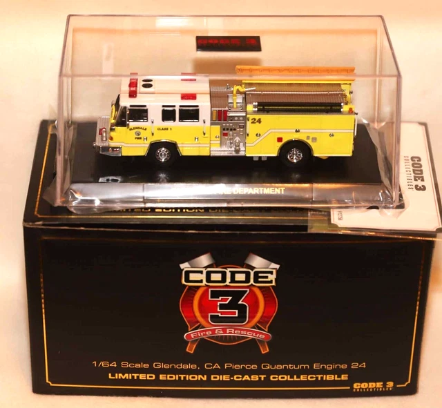 CODE 3 GLENDALE Ca Fire Rescue Pierce Quantum 12756 Engine 24 Diecast 1 ...