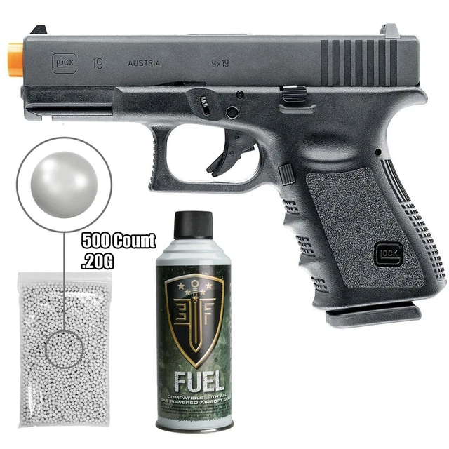 UMAREX GLOCK 19 Gen 3 Airsoft Pistol, Blowback, Green Gas & BB Bundle ...