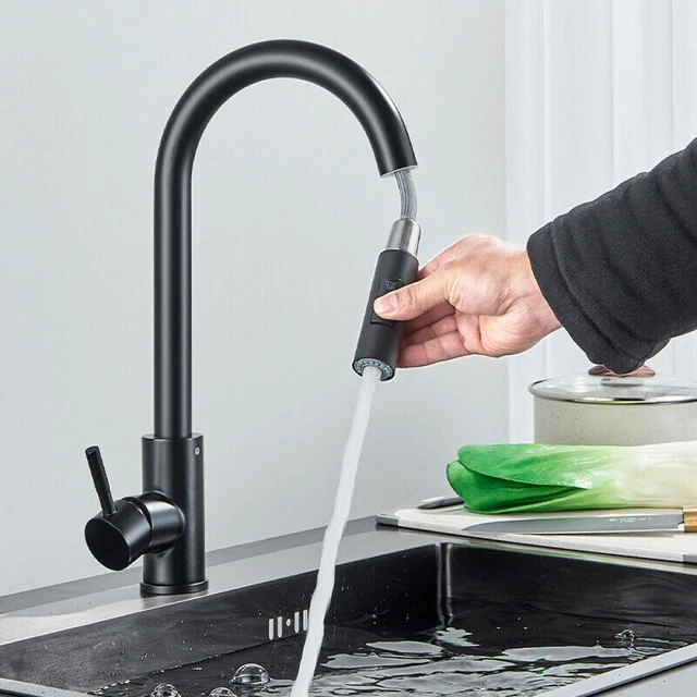 SCHWARZ KÜCHENARMATUR AUSZIEHBAR Brause Wasserhahn Küche 360° Spültischarmatur EUR 19,99 ...
