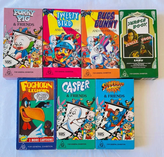 CLASSIC CARTOON VHS Video 7 Tape Bundle Looney Tunes & Friends + Jungle ...