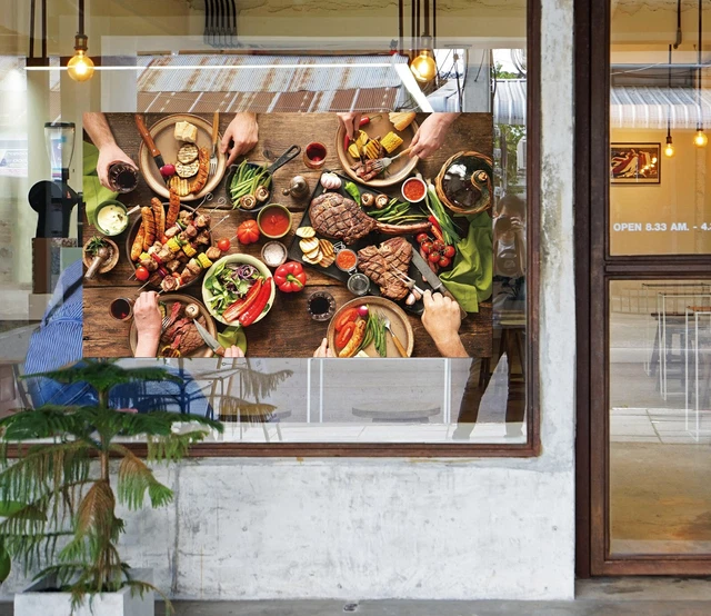 3D GRILL KEBAB Shop BBQ K272 Window Stickers Vinyl Wallpaper Wall ...