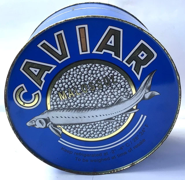 ANCIENNE BOÎTE CAVIAR MALOSSOL 1KG 16x8 CM ESTURGEON OLD CAVIAR BOX EUR ...