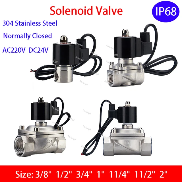 SOLENOID VALVE A2 Stainless Steel for Fountain IP68 Normally Closed DC24V AC220V £39.83 ...