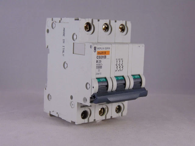 MERLIN GERIN MCB 25 Amp Triple Pole 3 Phase Breaker Type B 25A C60HB325 25872 £27.95 - PicClick UK