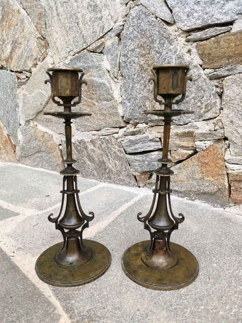 PAIRE DE BOUGEOIRS en bronze XIXème, Napoleon III,Candlesticks,French ...