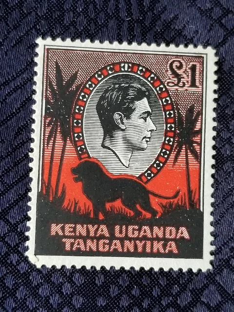 KENYA UGANDA TANGANYIKA 1 Pound 1938 King George VI Mint Hinged Stamp ...