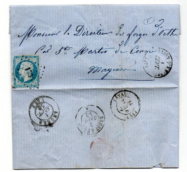 TIMBRE FRANCE CLASSIQUE lettre Napoléon N° 14 PC 1736 Lion-d'Angers (le ...