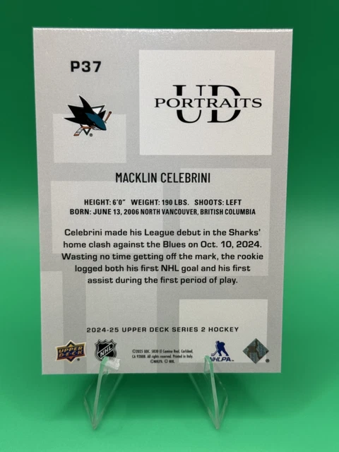 2024-25 UPPER DECK P-37 Macklin Celebrini UD Portraits Rookie (RC ...