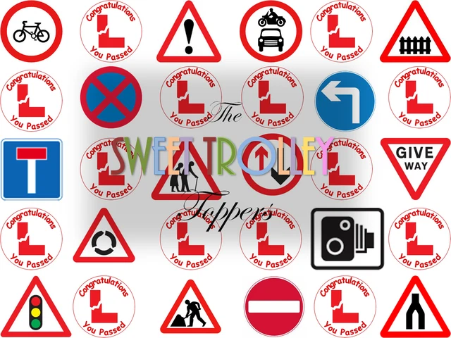 LEARNER DRIVER DRIVING Test Pass Road Sign Edible Rice Wafer Paper Cake ...