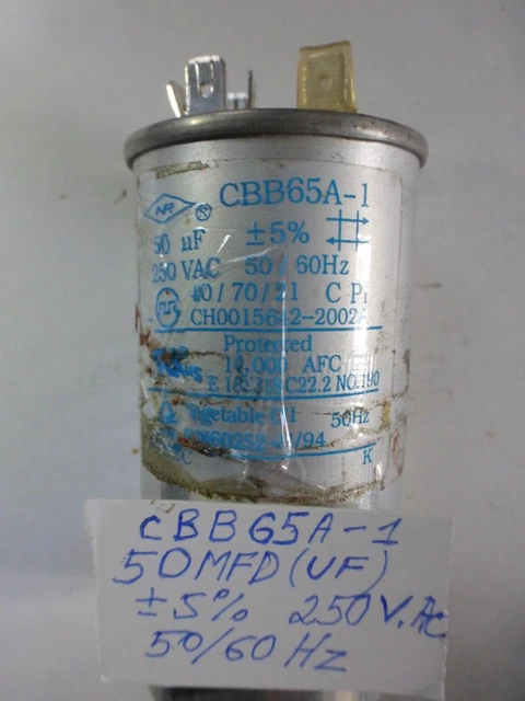 CBB65A -1 CAPACITOR 50 uF MFD 250 VAC 5 % 50\60 Hz $15.00 - PicClick CA