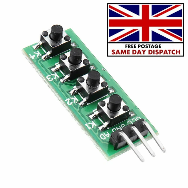 ARDUINO KEYPAD 4 Button Key Module Switch Keyboard for UNO MEGA2560 Breadboard £4.10 - PicClick UK