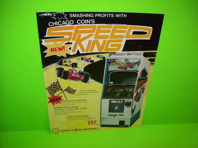 SPEED KING ORIGINAL Arcade Game Flyer Electro Mech Driving Game Chicago ...