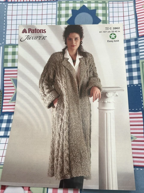 VINTAGE PATONS KNITTING Pattern Ladies Coat In 2 Lengths C3962 Easy ...