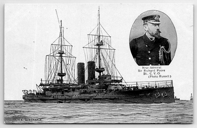 POSTCARD HMS CAESAR Battleship WWI Rear Admiral Sir Richard Poore US ...