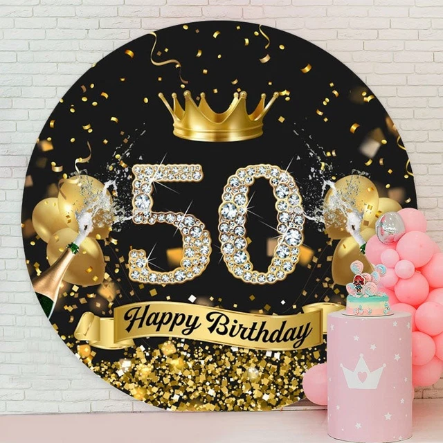GOLD GLITTER ROUND Black 50th Birthday Backdrop $35.97 - PicClick AU