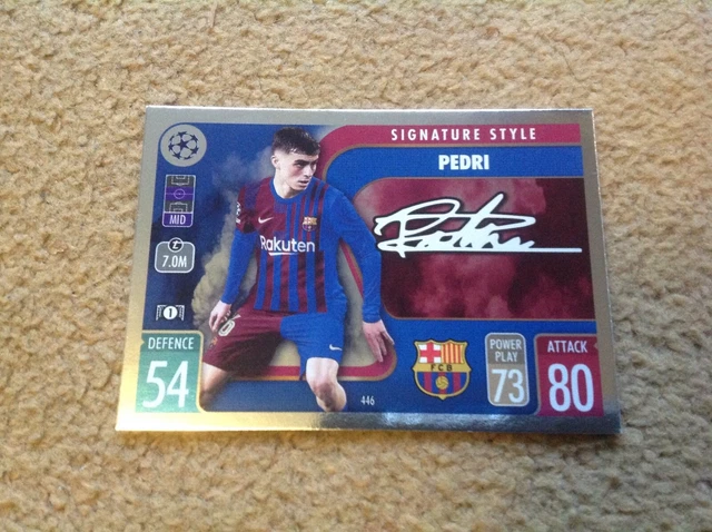 MATCH ATTAX 2021/2022 Pedri Signature Style Card Barcelona CF Mint Foil ...
