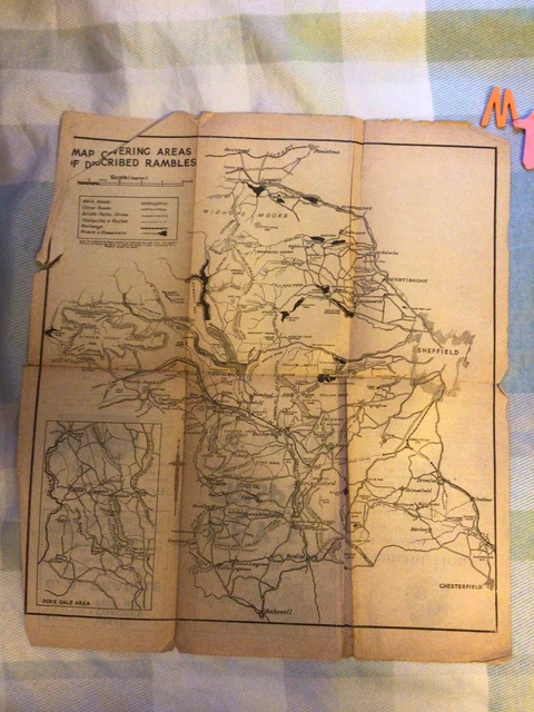 ANTIQUE FOLD OUT Map Of Dove Dale Peak District £19.99 - PicClick UK