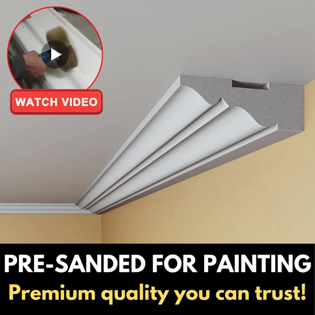 COVING CORNICE FLAT Ceiling XPS Polystyrene BLX1 Wall Lightweight MANY ...