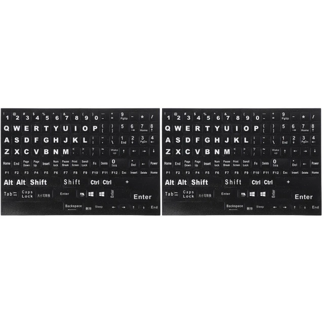 2 SHEETS ENGLISH Keyboard Stickers Computer Skins Letter Replace ...