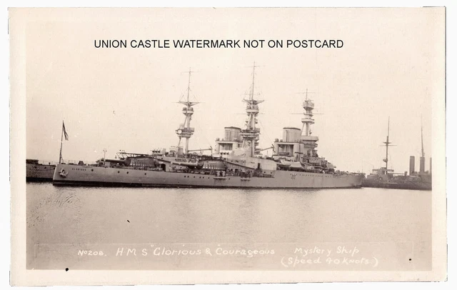 RP POSTCARD ROYAL Navy Battleship Hms Glorious Sunk 1940 & Courageous ...