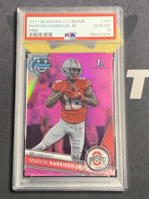 2023 BOWMAN U Chrome 1st Marvin Harrison Jr Pink Refractor RC #100 PSA 10 GEM MT $159.06 ...