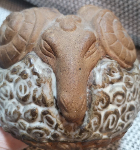 VINTAGE STUDIO ART Pottery Stoneware Ram Sheep Money box Farm Animal ...