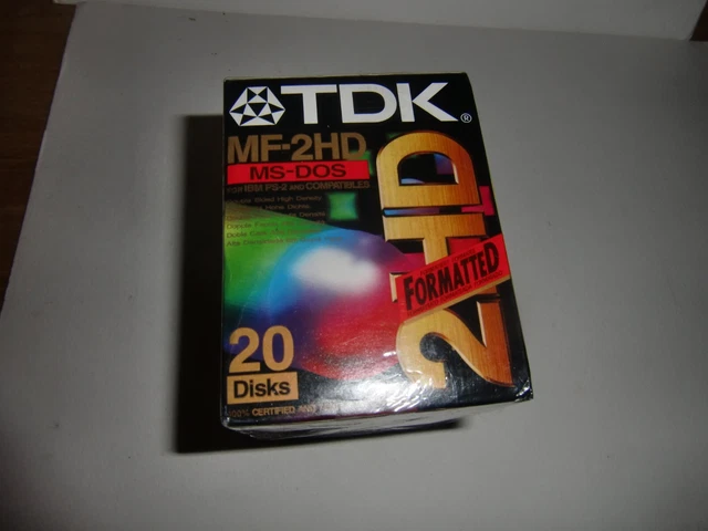 TDK MF-2HD MS DOS Dischi bifacciali formattati - Confezione da 20 - Nuovi / Sigillati EUR 21,62 ...