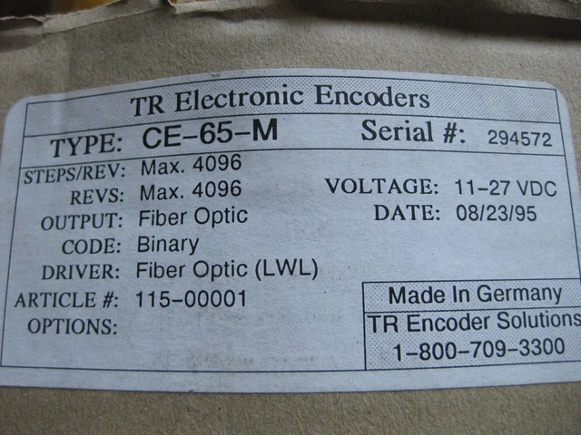 NEU TR ELEKTRONISCHE Encoder CE-65-M 4096 Schritt/Rev. Glasfaser aus ...