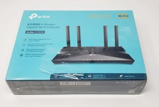 NEW TP-LINK ARCHER AX3000 Dual-Band Wi-Fi 6 Router 4-Stream Gigabit ...