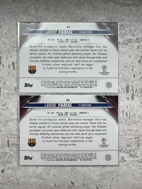 TOPPS UCC 2023-24 2x Lamine Yamal RC Rookie Base Card FC Barcelona EUR ...