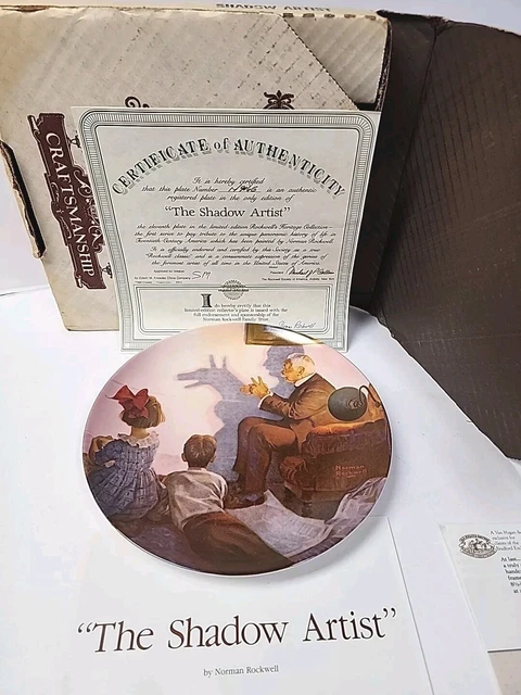 NORMAN ROCKWELL THE Shadow Artist Heritage Collectors Plate Knowles Box ...