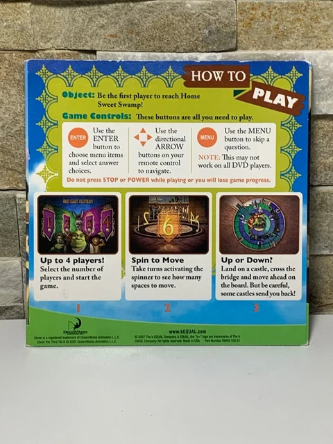 DREAMWORKS SHREK CASTLE Races DVD Game Kids Family 1-4 Players Ages 6 ...