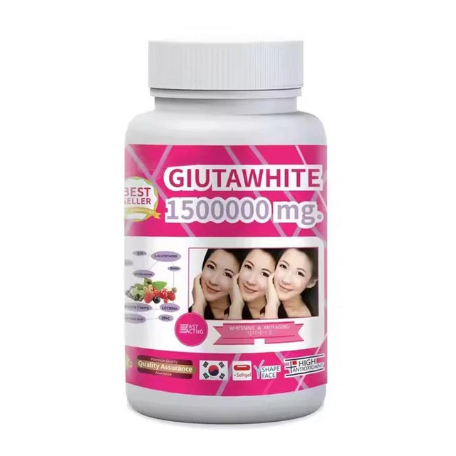 GLUTA WHITE 150000MG. Glutathione Skin Whitening Softgel Capsules 30/90 ...