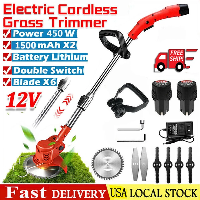 ELECTRIC CORDLESS GRASS String Trimmer Lawn Edger Weed Wacker Cutter ...