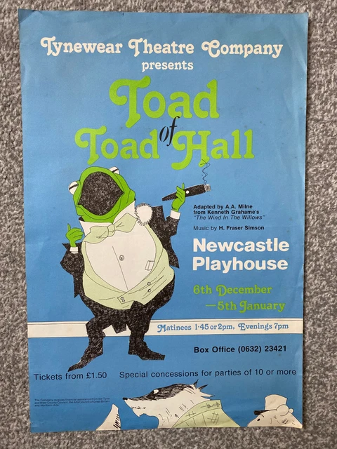 1970S TOAD OF Toad Hall theatre poster/window card - Newcastle ...