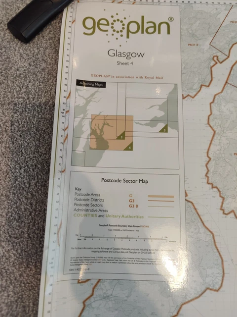 GEOPLAN LARGE LAMINATED postcode map of West of Scotland £25.00 ...