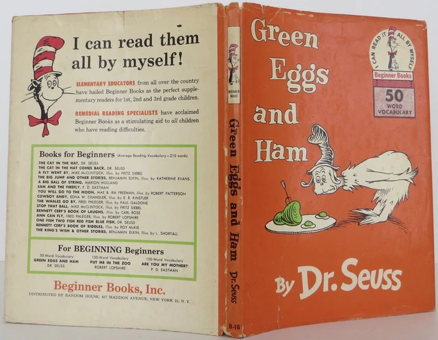 Vintage Green Eggs And Ham By Dr Seuss 1960 Book Club 1st Edition