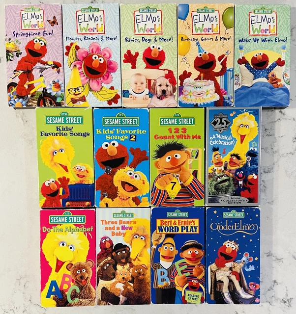 13 - SESAME Street VHS Video Lot, Elmo's World, CinderElmo, Bert ...