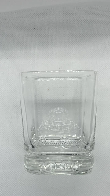 CROWN ROYAL WHISKEY Glass 2000 Embossed Logo Old Square Rock Tumbler £ ...