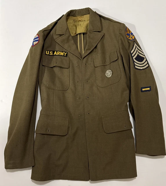 ORIGINAL WW2 US ARMY Wool Coat Uniform Jacket 36L Dated 1942 Master ...