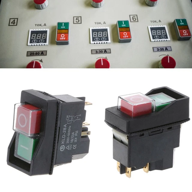 16A 4/5 PIN Push Button KLD-28/KLD-28A Electromagnetic Switch Magnetic ...