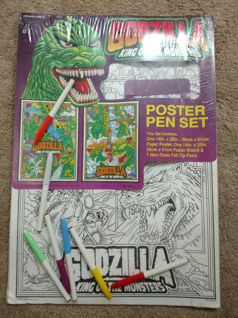 RARE GODZILLA POSTER Pen Set Huge Coloring Pages £164.28 - PicClick UK