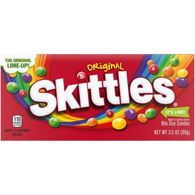 SKITTLES ORIGINAL CHEWY Candy Theater Box, 3.5 oz Boxes (Pack of 1) £11 ...