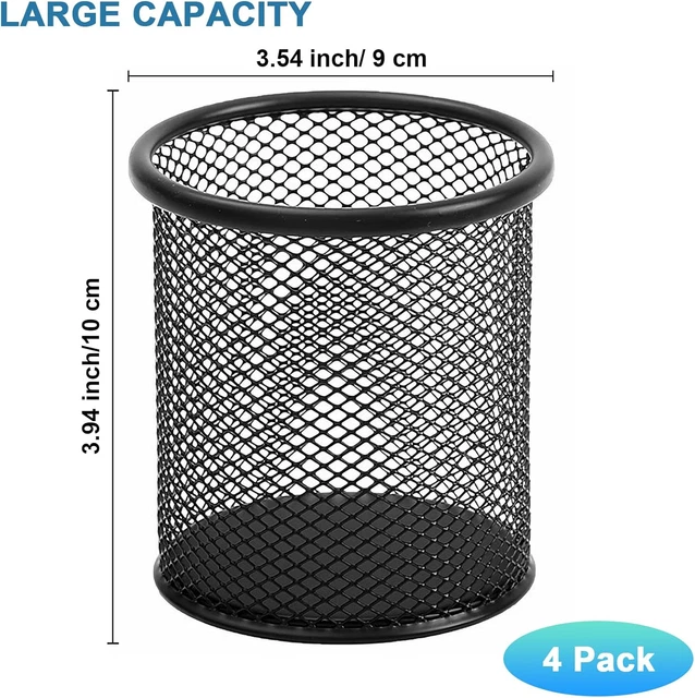 PEN HOLDER FOR Desk Wire Mesh Pencil Cup Holder Black Metal Makeup ...