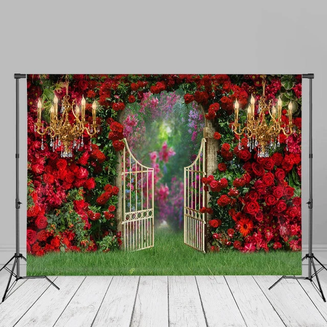 RED ROSES GARDEN Wall Candle Spring Picture Backdrop $36.09 - PicClick AU