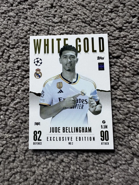JUDE BELLINGHAM WHITE Gold Exclusive Edition Match Attax 2023-2024 23/ ...