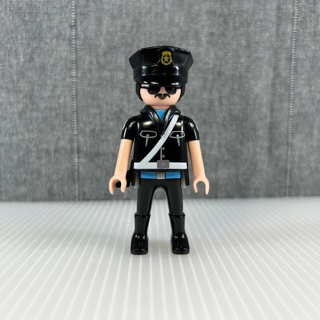 PLAYMOBIL POLICE OFFICER Cop Black Uniform 3" Inch Figure Geobra EUR 3 ...