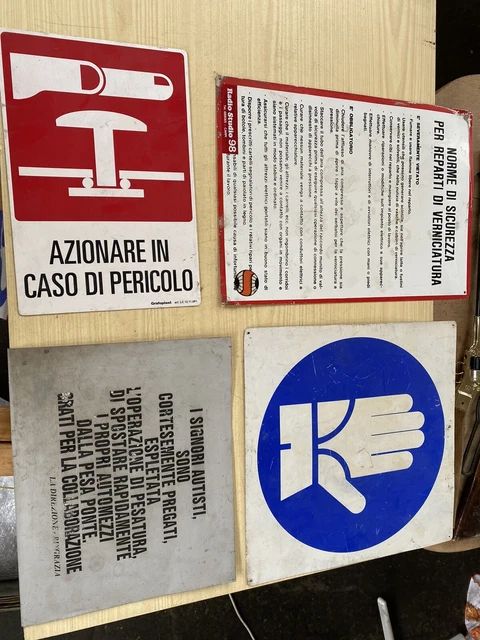 INSEGNA TABELLE CARTELLI industriali divieti e precauzioni no smaltata ...