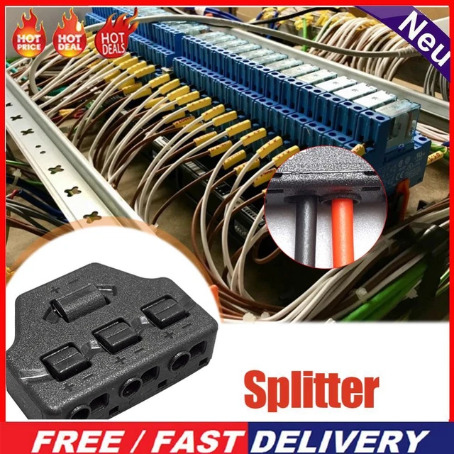 3 PORTS WIRE Connector Distribution LED Terminal Block Cable Splitter ...