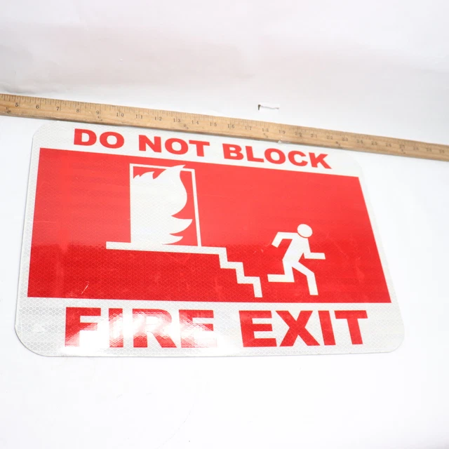 DO NOT BLOCK Fire Exit Sign Reflective Metal 18" x 12" £18.59 - PicClick UK